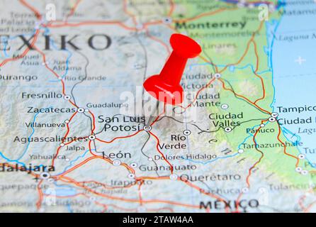 San Luis Potosí, Mexico pin on map Stock Photo - Alamy