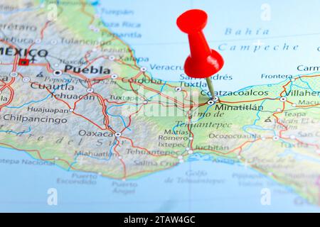 Coatzacoalcos pinned on a map of Mexico Stock Photo - Alamy