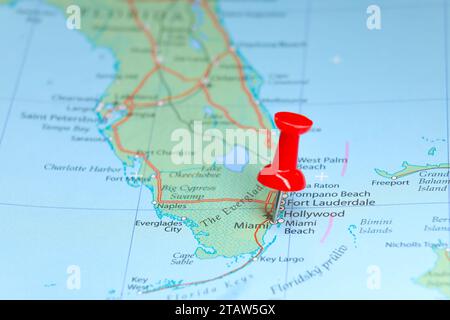 Miami, Florida pin on map Stock Photo - Alamy