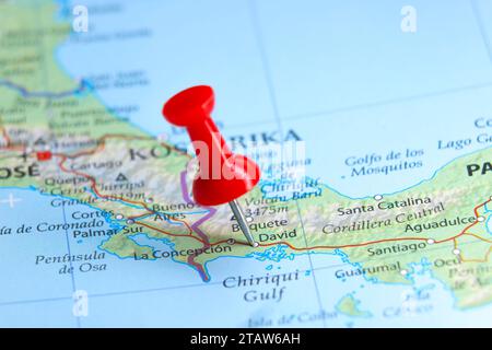 David, Panama pin on map Stock Photo - Alamy