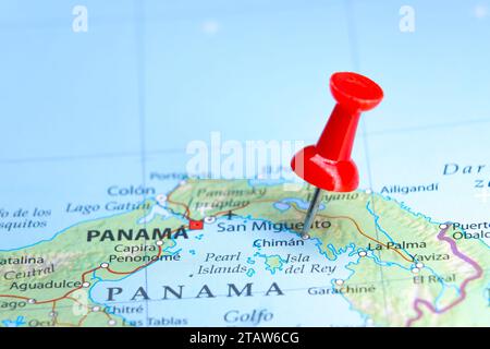 Chiman, Panama pin on map Stock Photo - Alamy