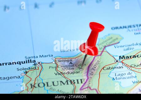 Valledupar, Colombia pin on map Stock Photo - Alamy