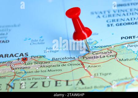 Cumana, Venezuela pin on map Stock Photo - Alamy