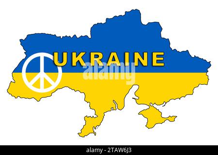 Ukraine with the shape, colors and name of the nation, illustrated ...