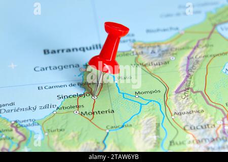 Sincelejo, Colombia pin on map Stock Photo - Alamy