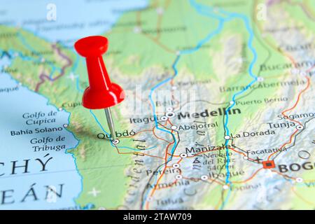 Quibdo, Colombia pin on map Stock Photo - Alamy