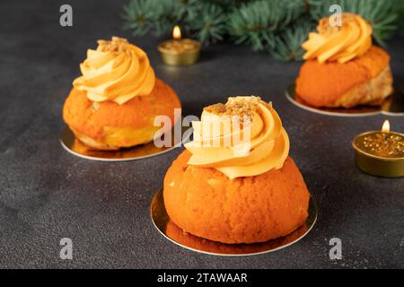 French cakes Shu of thin crispy choux pastry with a sweet shortcrust ...