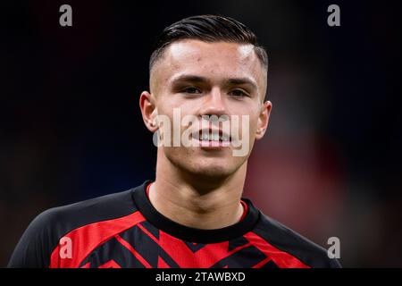 Jan-Carlo Simic of AC Milan celebrating after a goal during the Italian Serie A football match ...