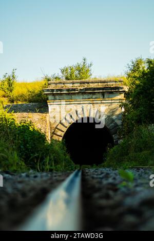 Beautiful entrance of a train tunnel, beautiful sun and nature ...