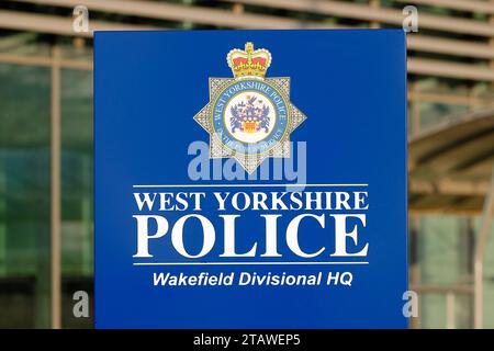 A sign outside West Yorkshire Police Headquarters Wakefield Division in ...