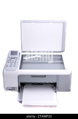 Multifunction printer isolated in white background Stock Photo - Alamy