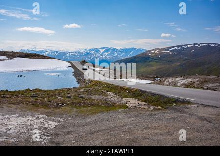 The mountain road Aurlandsfjellet between Aurland and Lærdal, Norway ...