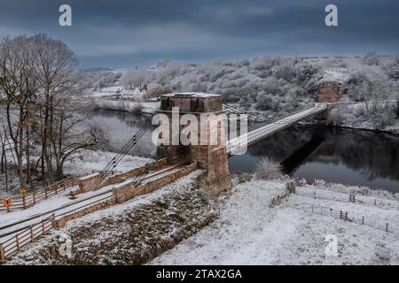 The recently refurbished Union Chain Bridge crossing the River Tweed ...
