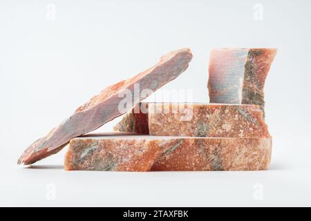 Pieces of polished granite isolated on white background Stock Photo - Alamy