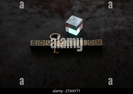 Prism, retro styled metallic decorative key es education concept Stock ...