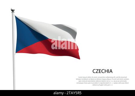 Waving flag of Czechia on sky background. Template for independence day ...