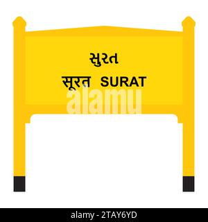 Surat junction railways name board isolated on white Stock Vector Image ...