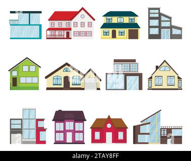 Set of different types of houses isolated illustration Stock Vector ...