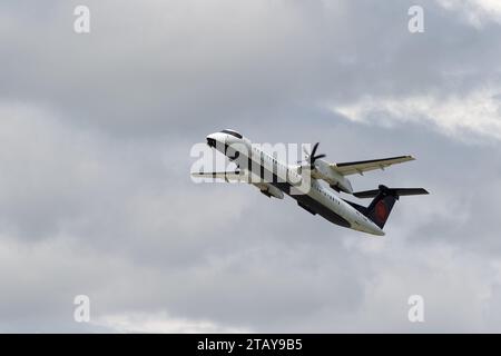 Air Canada Express Bombardier Q400 aircraft in takeoff. Montreal,Quebec ...