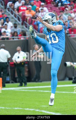 Carolina Panthers punter Johnny Hekker (10) punts during the first half ...