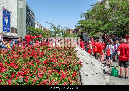 Liverpool fans support their team prior to the English Premier League ...
