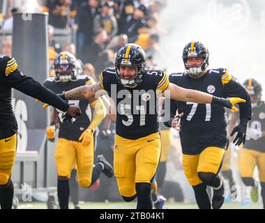 Pittsburgh Steelers linebacker Nick Herbig (51) returns an interception ...