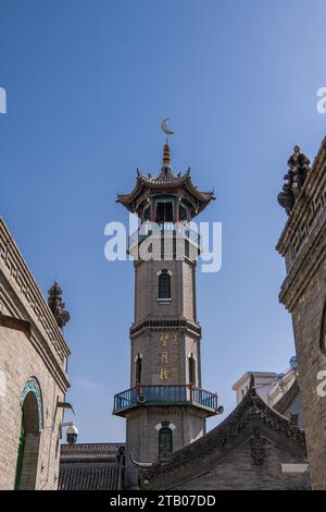 The street around the Great Mosque of Hohhot (a mosque in Huimin ...