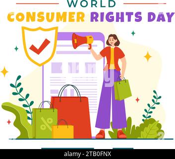 Consumer Rights Day Label Flat Cartoon Hand Drawn Templates Background ...