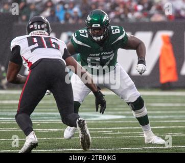Atlanta Falcons defensive end Zach Harrison (96) works during the first ...