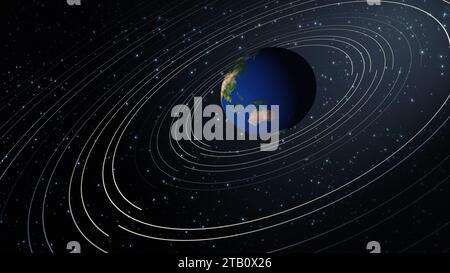 Earth from outer space rotating showing night to day transition Stock ...