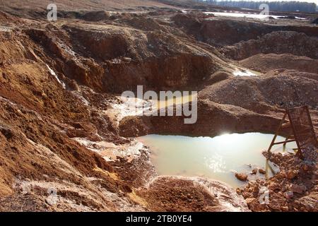 Embankments at a stone quarry for the extraction of crushed limestone ...