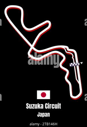 Suzuka circuit, Japan. Motorsport race track vector map Stock Vector ...