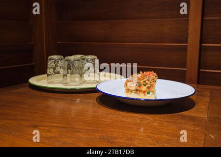 A display of fake, plastic food, depicting typical local, traditional ...