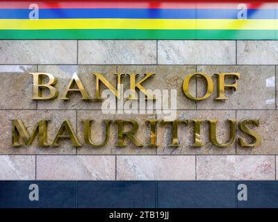 Golden letter signage at the Bank of Mauritius Stock Photo - Alamy