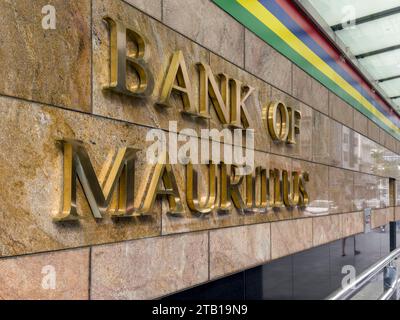 Golden letter signage at the Bank of Mauritius Stock Photo - Alamy