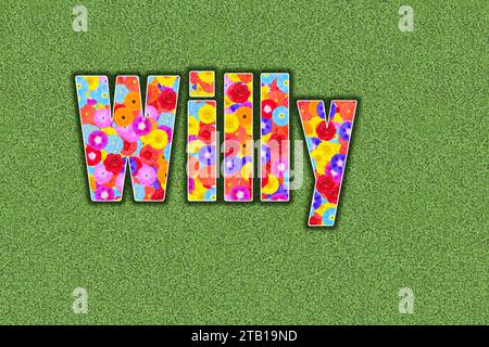 nickname willy written with flowers, Illustration, flowers pattern ...