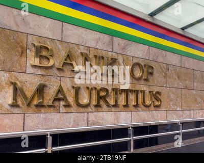 Golden letter signage at the Bank of Mauritius Stock Photo - Alamy