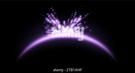Purple magic arch with sunlight lens flare. Neon realistic energy flare ...