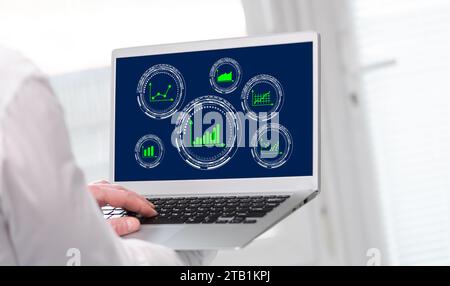 Laptop screen displaying a graphical analysis concept Stock Photo - Alamy