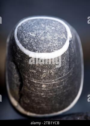 One smooth, grey, egg-shaped granite pebble Stock Photo - Alamy