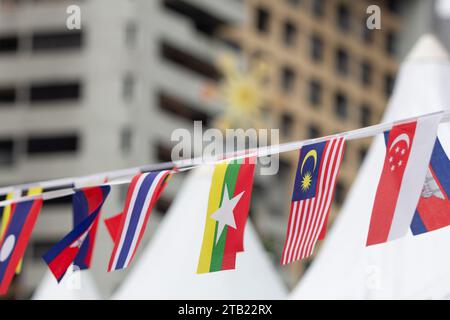 Flags of ASEAN countries at the event of ASEAN festival at Kuala Lumpur ...