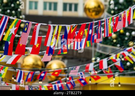 Flags of ASEAN countries at the event of ASEAN festival at Kuala Lumpur ...