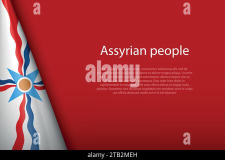 3d flag of Assyrian people, Ethnic group, isolated on background with ...