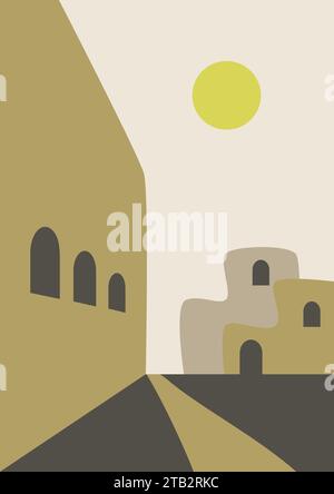 Medieval village scene castle background illustration Stock Vector ...