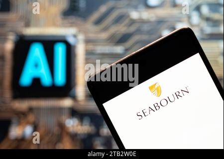 In this photo illustration, the Seabourn Cruise Line logo is displayed ...