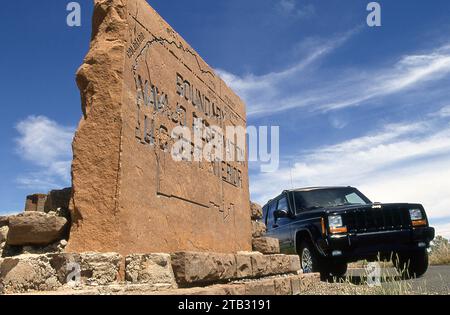 Navajo Reservation boundary sign on a road trip in the Four Corners ...