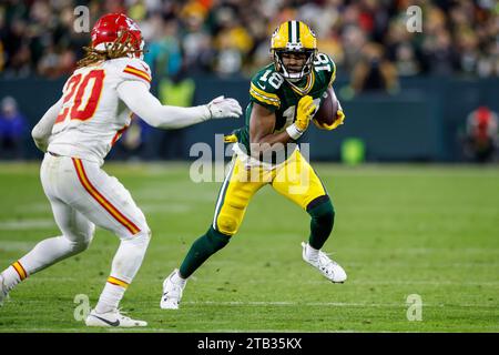 Green Bay Packers Malik Heath (18) celebrates his touchdown during the ...