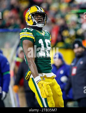 Green Bay Packers Malik Heath (18) celebrates his touchdown during the ...