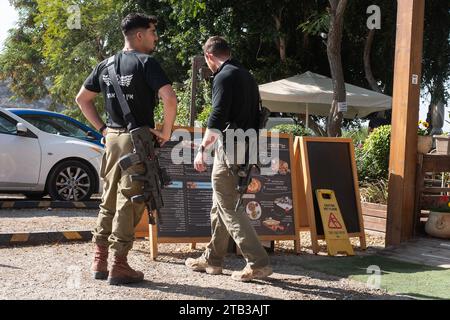 Shoresh, Israel. 04th Dec, 2023. Israeli civilians with their personal ...