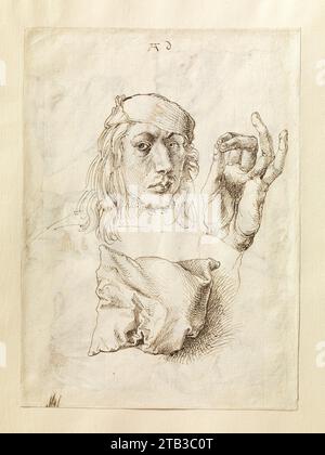 Self-portrait, Study of a Hand and a Pillow (recto); Six Studies of ...